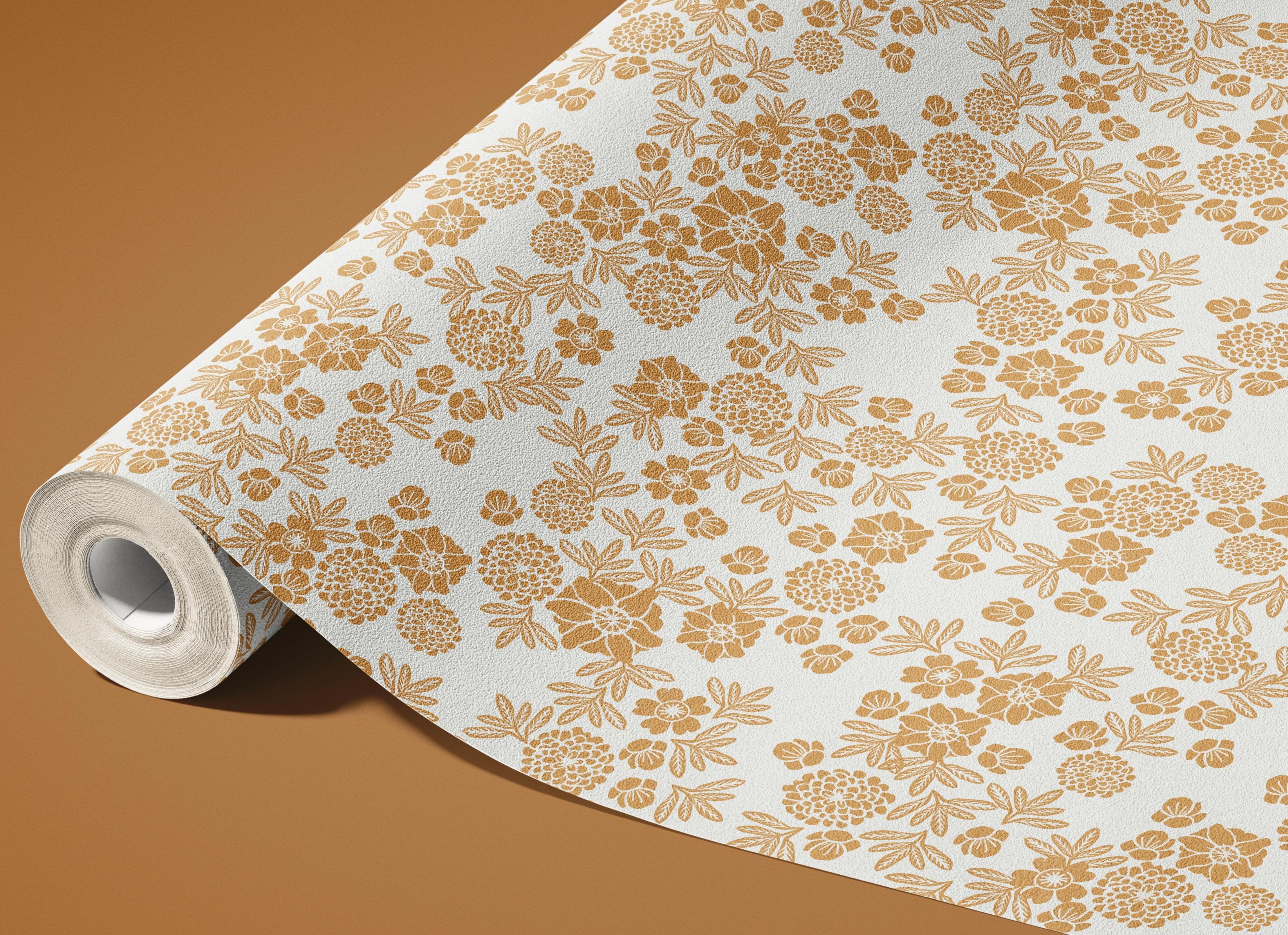 Golden Hour Garden | Two-Toned Floral Removable Contact Paper for Shel ...