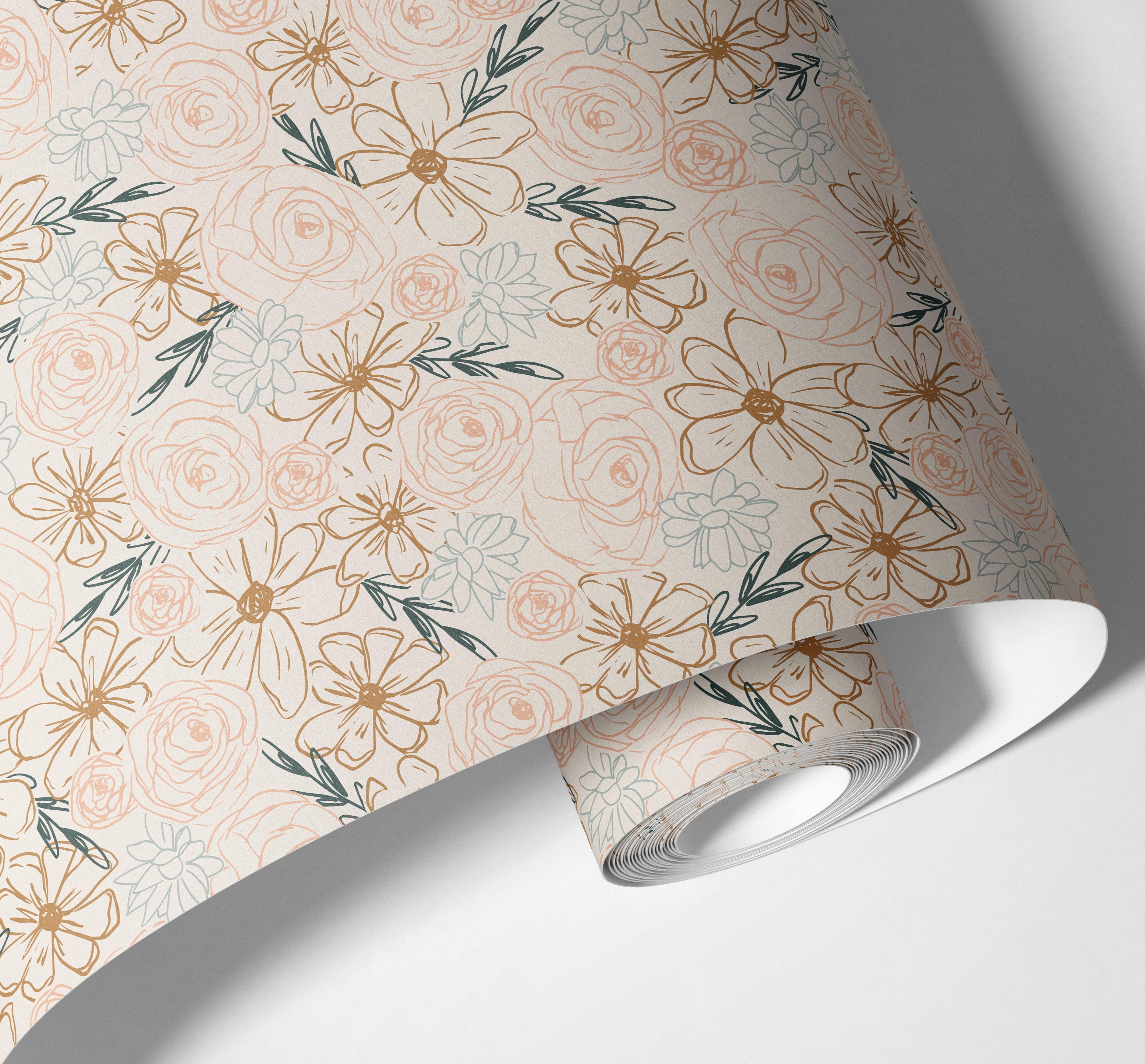 Blossom Breeze | Pastel Floral Removable Contact Paper for Shelves, Ca ...