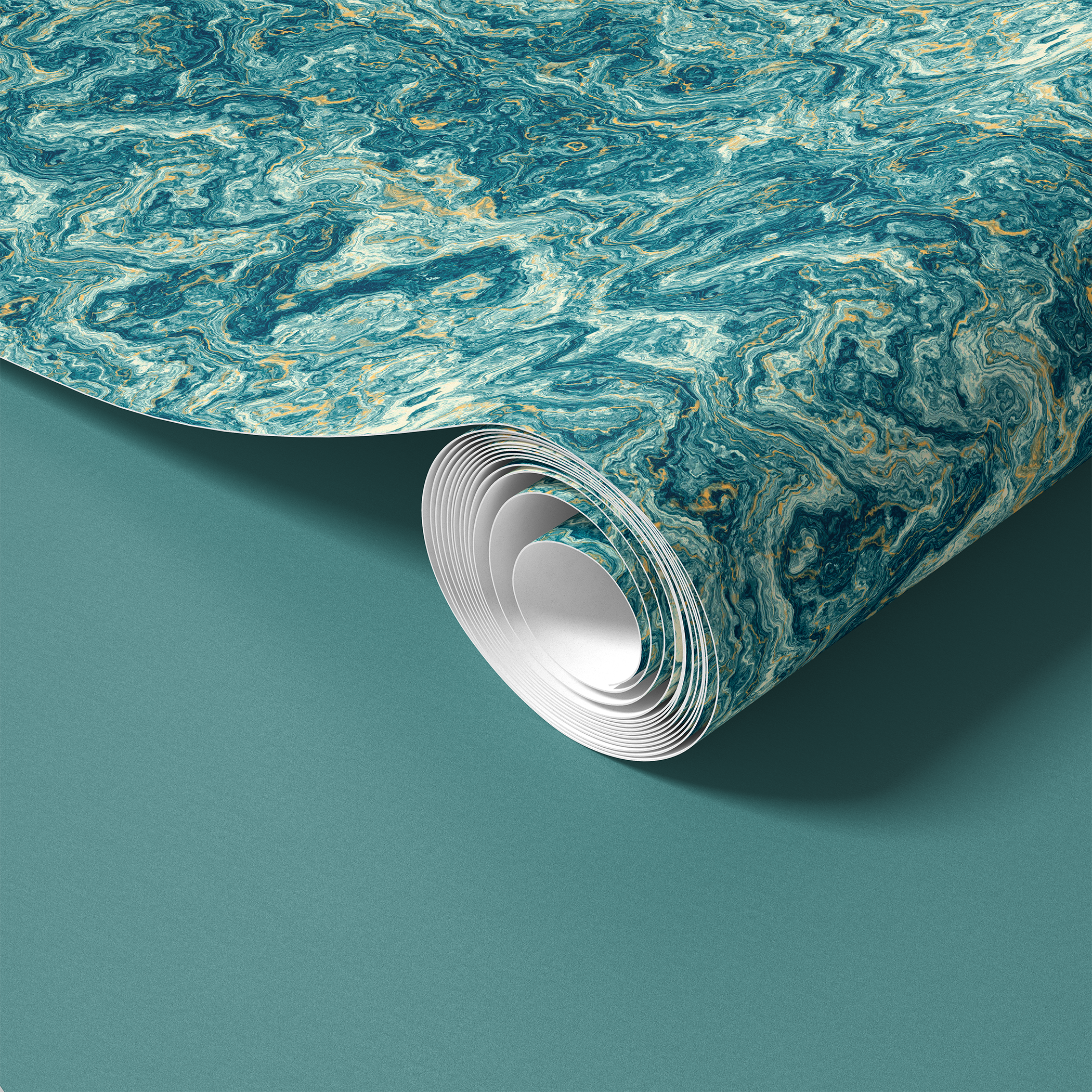 Gold Swirl Turquoise | Abstract Agate Removable Contact Paper for Shel ...