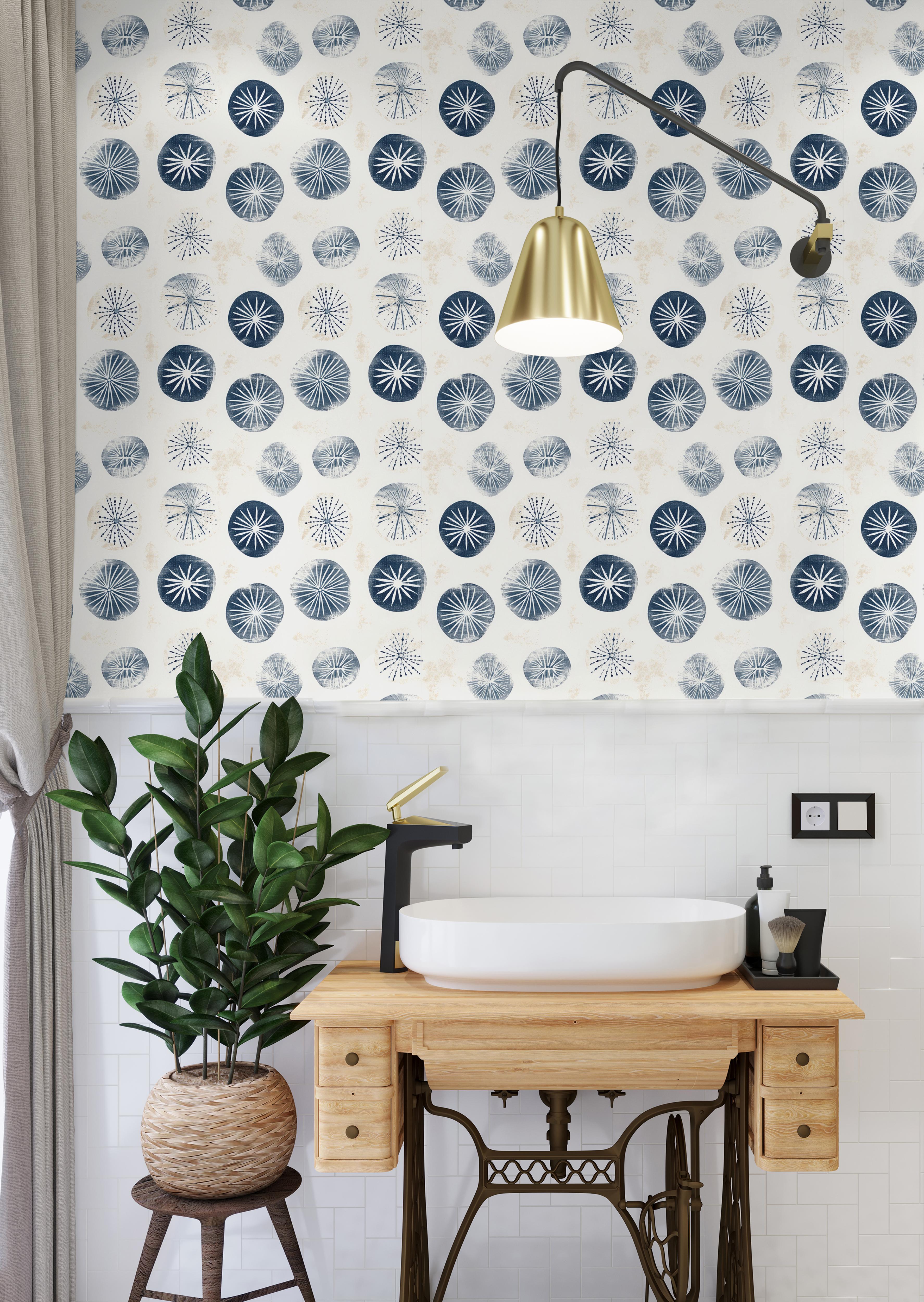 Nautical Navy and Cream Sand Dollars | Wallpaper Peel and Stick | Remo ...