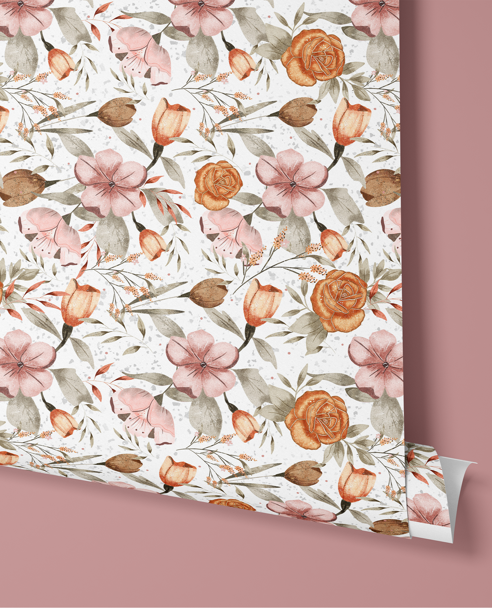 Rustic Rose Reverie | Peach Botanical Removable Contact Paper for Shel ...