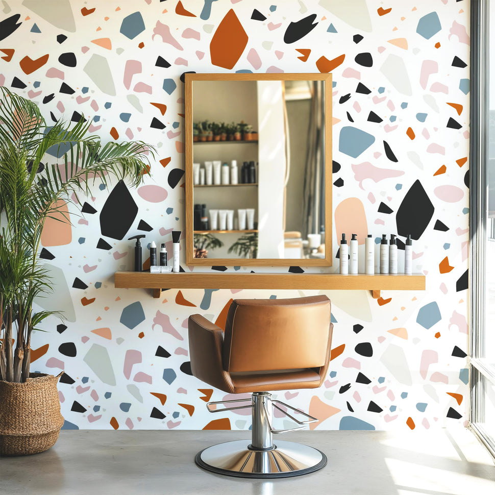 Confetti Cascade | Neutral Terrazzo Removable Wallpaper for Bathroom ...