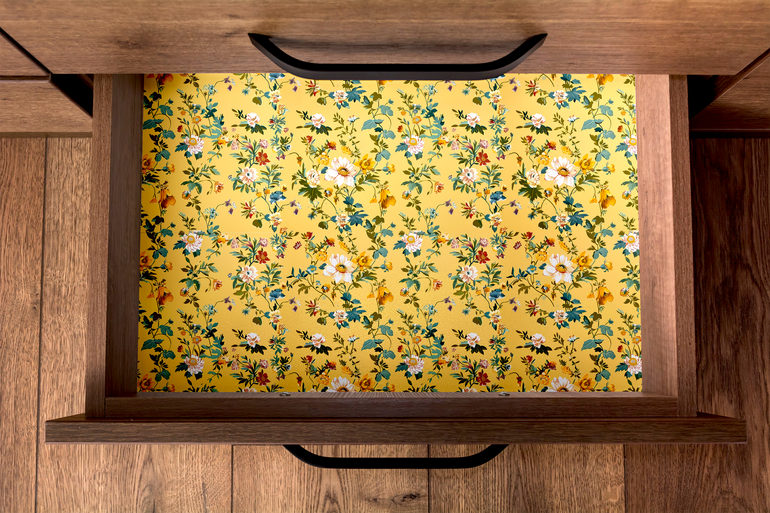 Golden Meadow – 1959 Vintage Floral Contact Paper – James And Colors