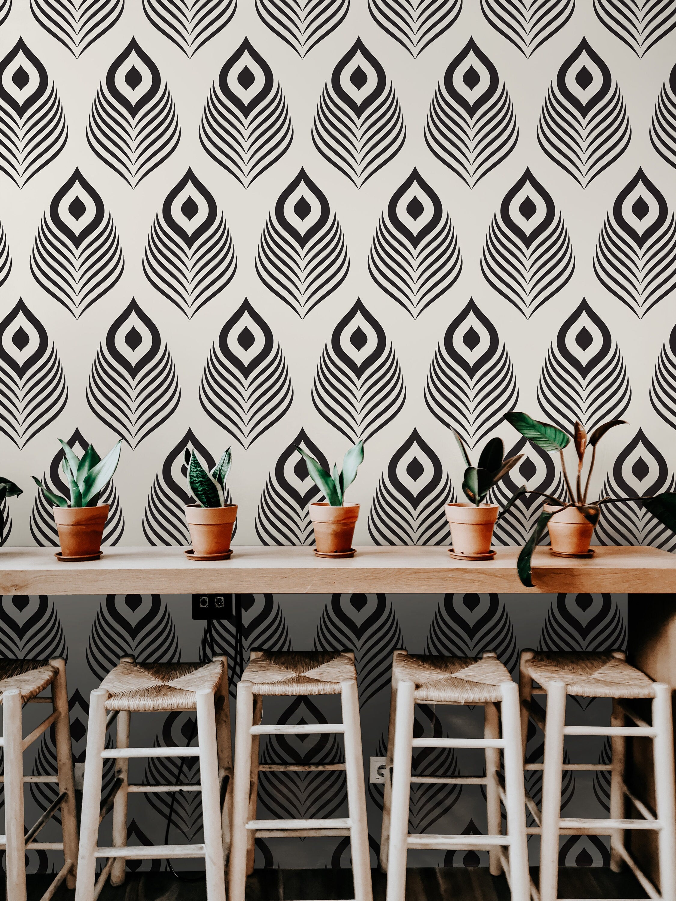 Removable Wallpaper Black Modern Minimal Wallpaper | Peel And Stick Wa ...