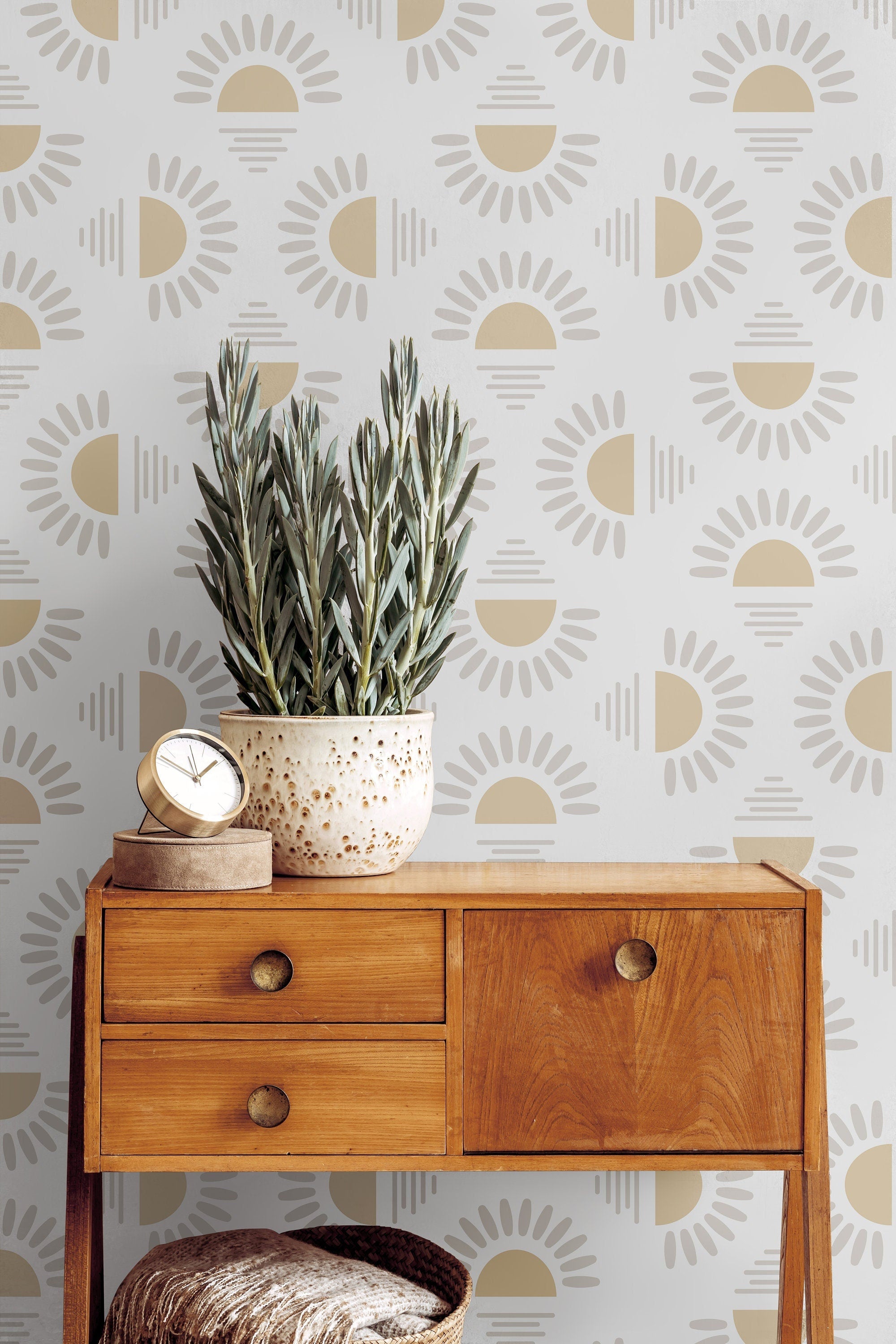 Modern Neutral Cream Gray Sunshine Wallpaper Peel and Stick Wallpaper ...