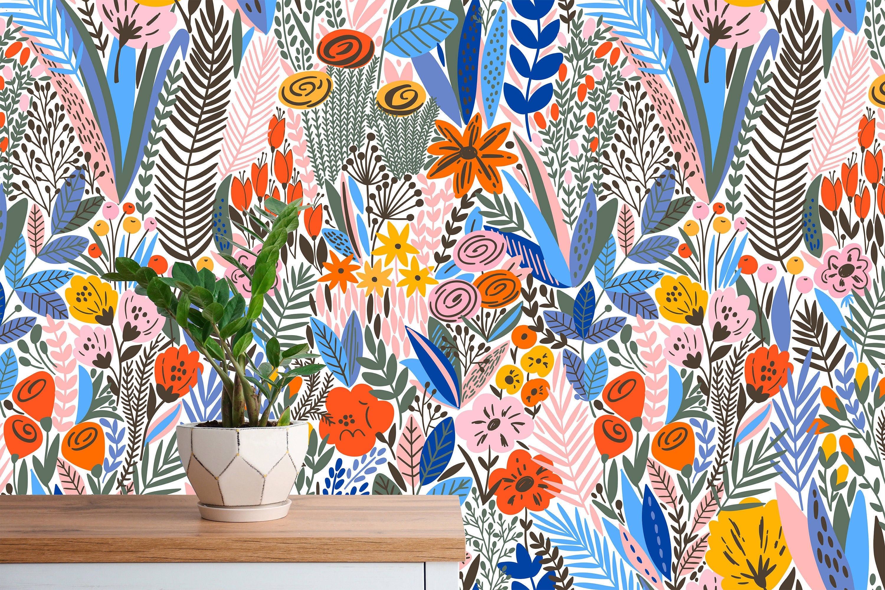 Summer Wildflower Wallpaper Removable Wallpaper Peel And Stick Wallpaper Adhesive Wallpaper Wall Paper Peel Stick Wall Mural 2365 JamesAndColors