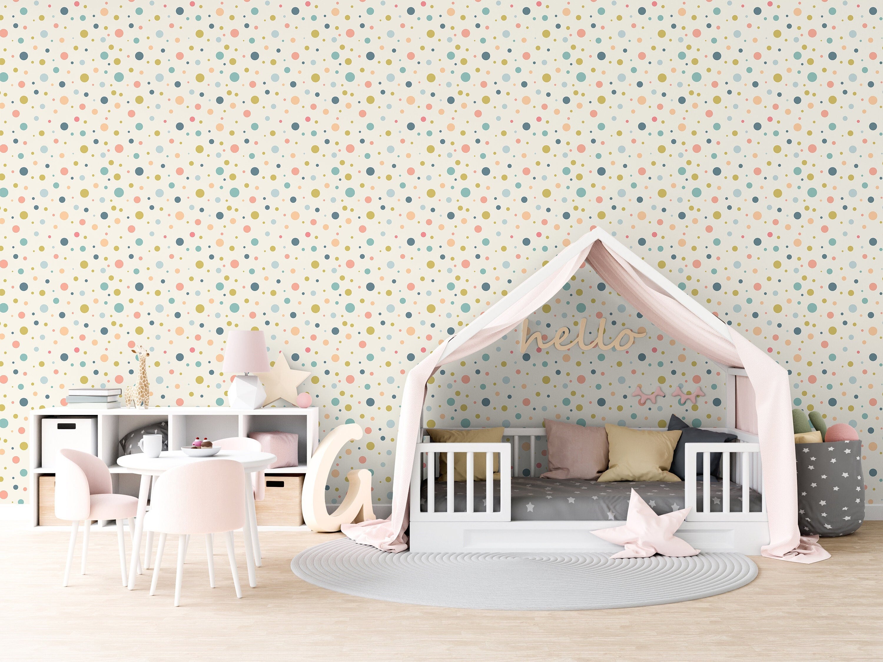 Polka Dot Wallpaper | Girls Nursery Wallpaper | Kids Wallpaper ...