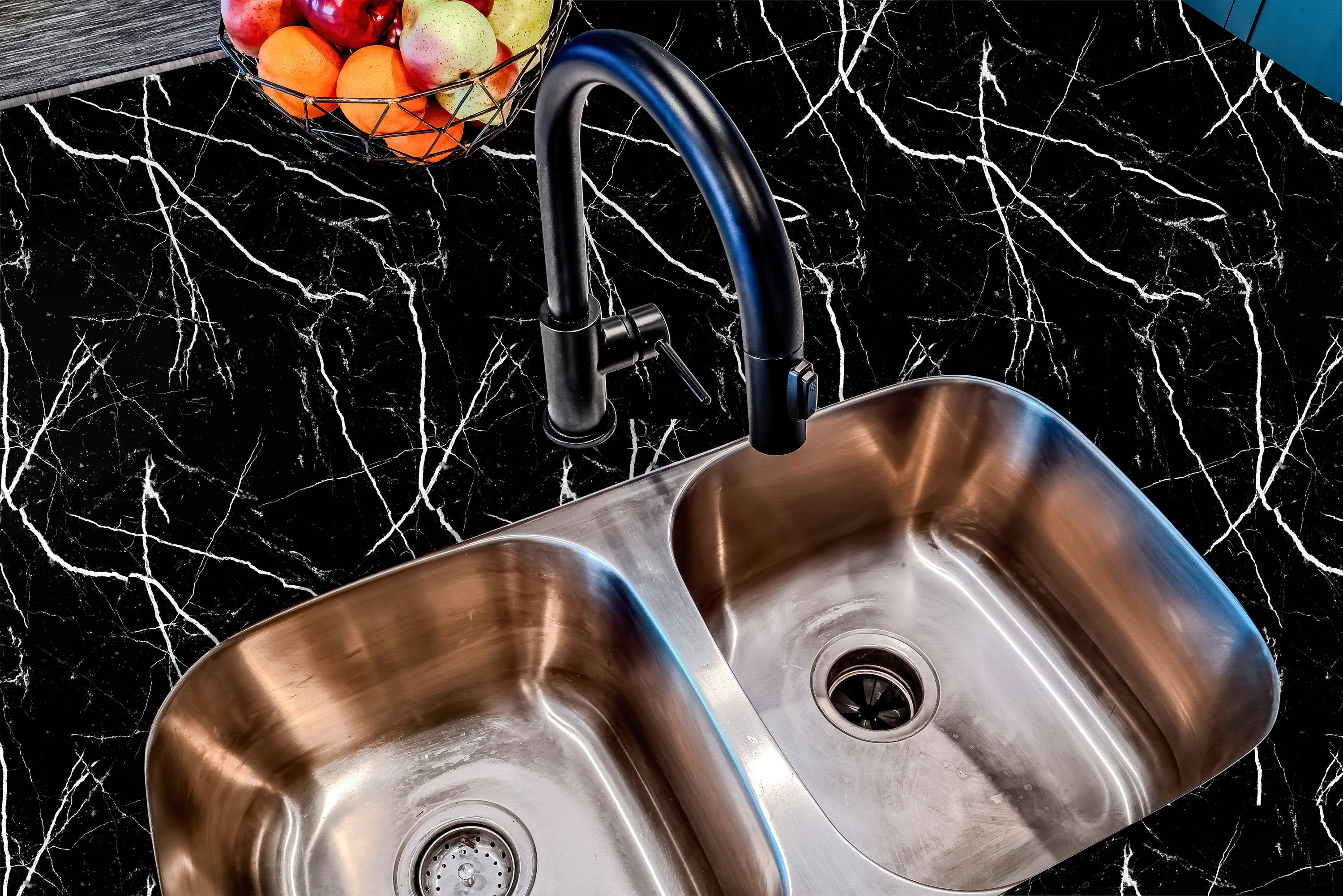 Ornate Obsidian | Gold Modern Removable Countertop Film for Bathrooms ...