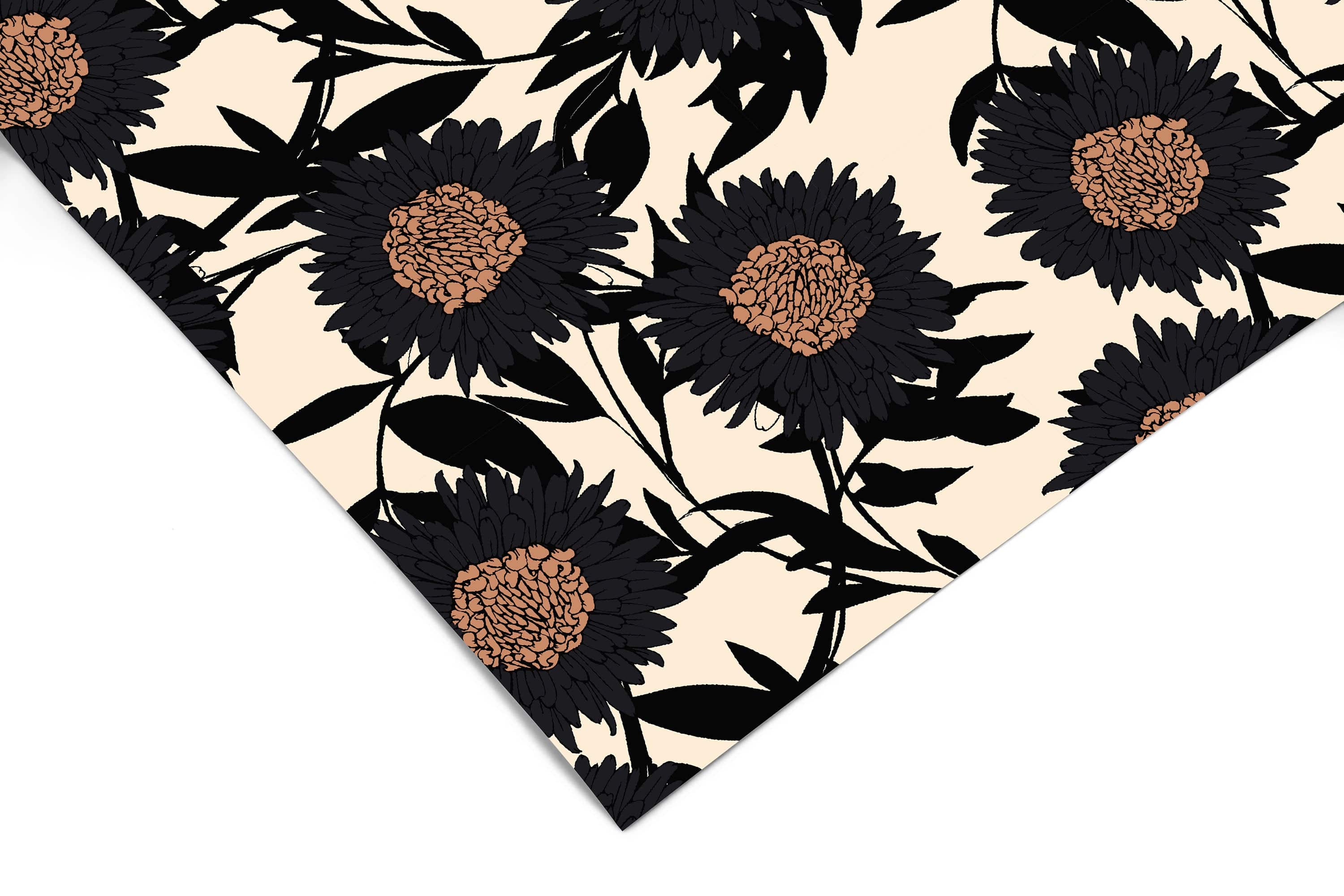 Black Sunflower Cream Contact Paper | Peel And Stick Wallpaper ...