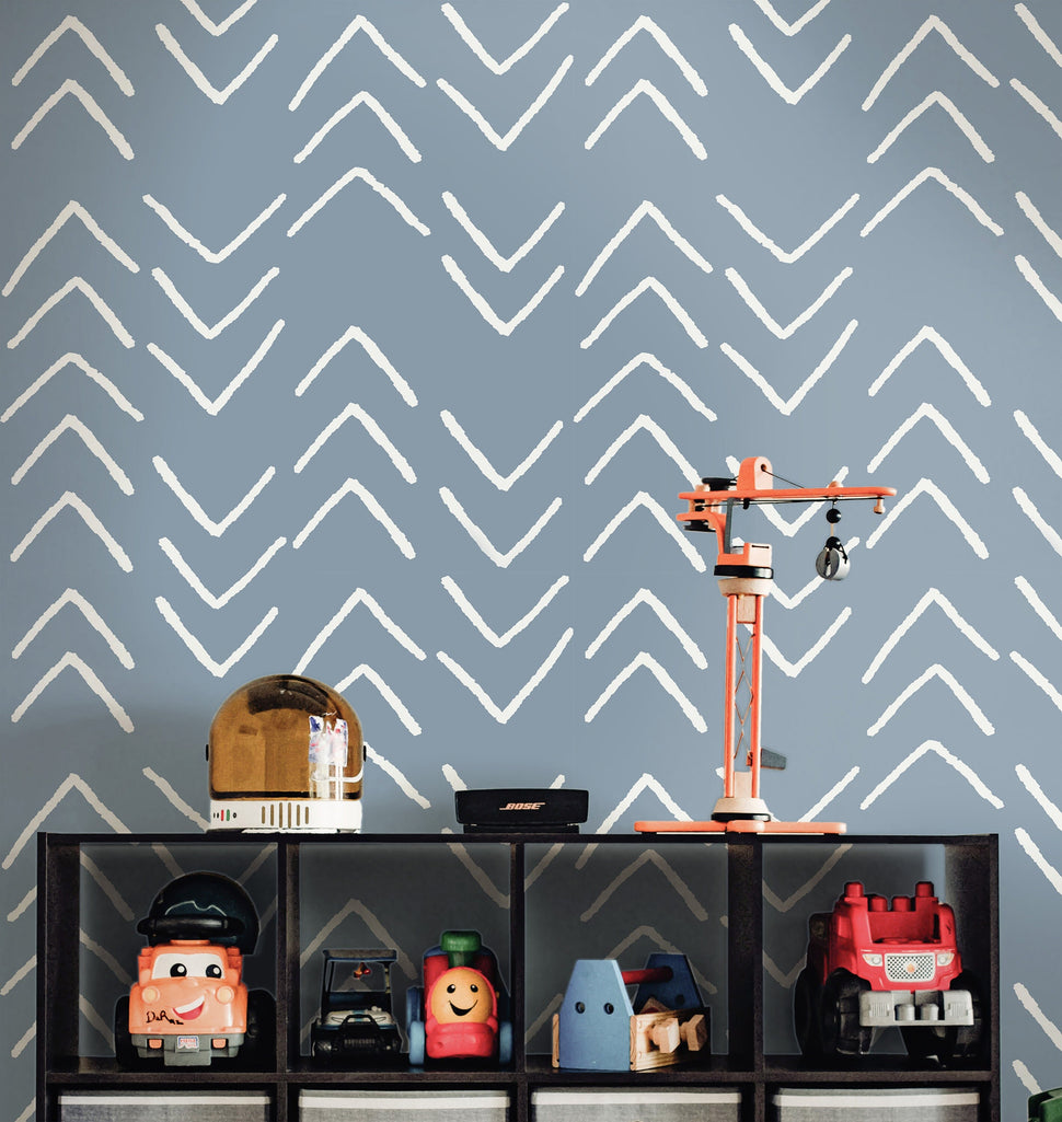 Removable Blue Chevron Wallpaper | Boys Nursery Wallpaper | Kids ...