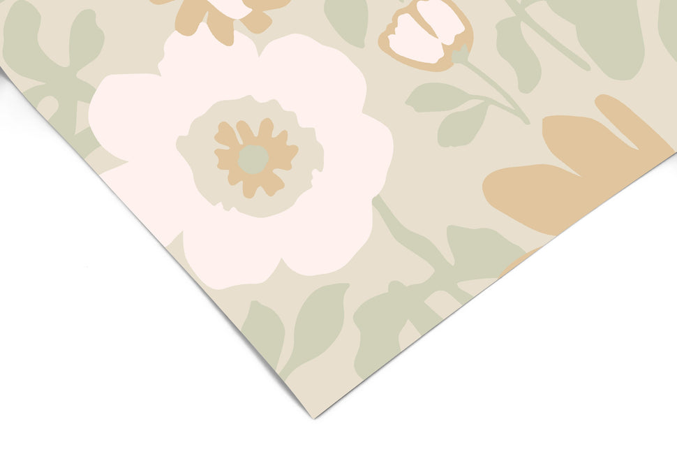 Muted Neutral Floral Wallpaper Peel and Stick Wallpaper Removable Wall ...