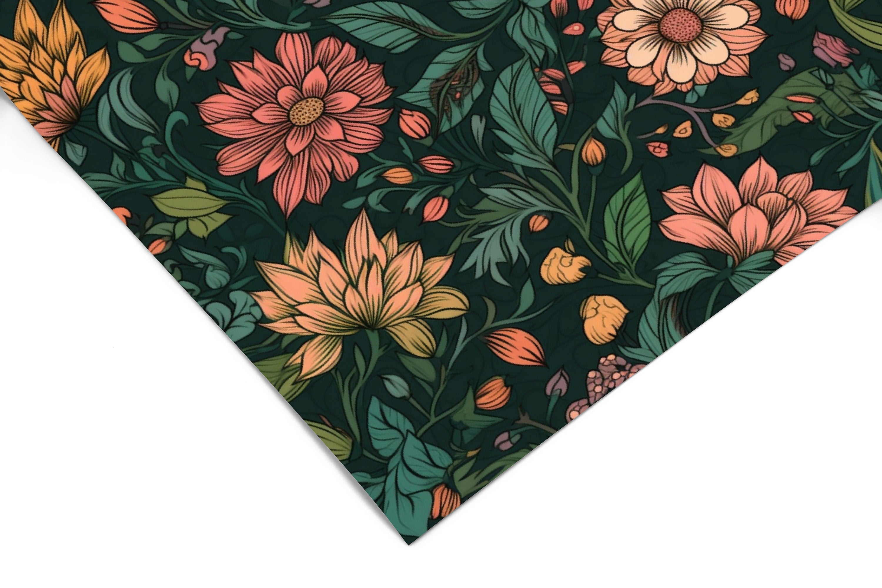 Dark Vintage Floral Contact Paper | Peel And Stick Wallpaper | Removab ...