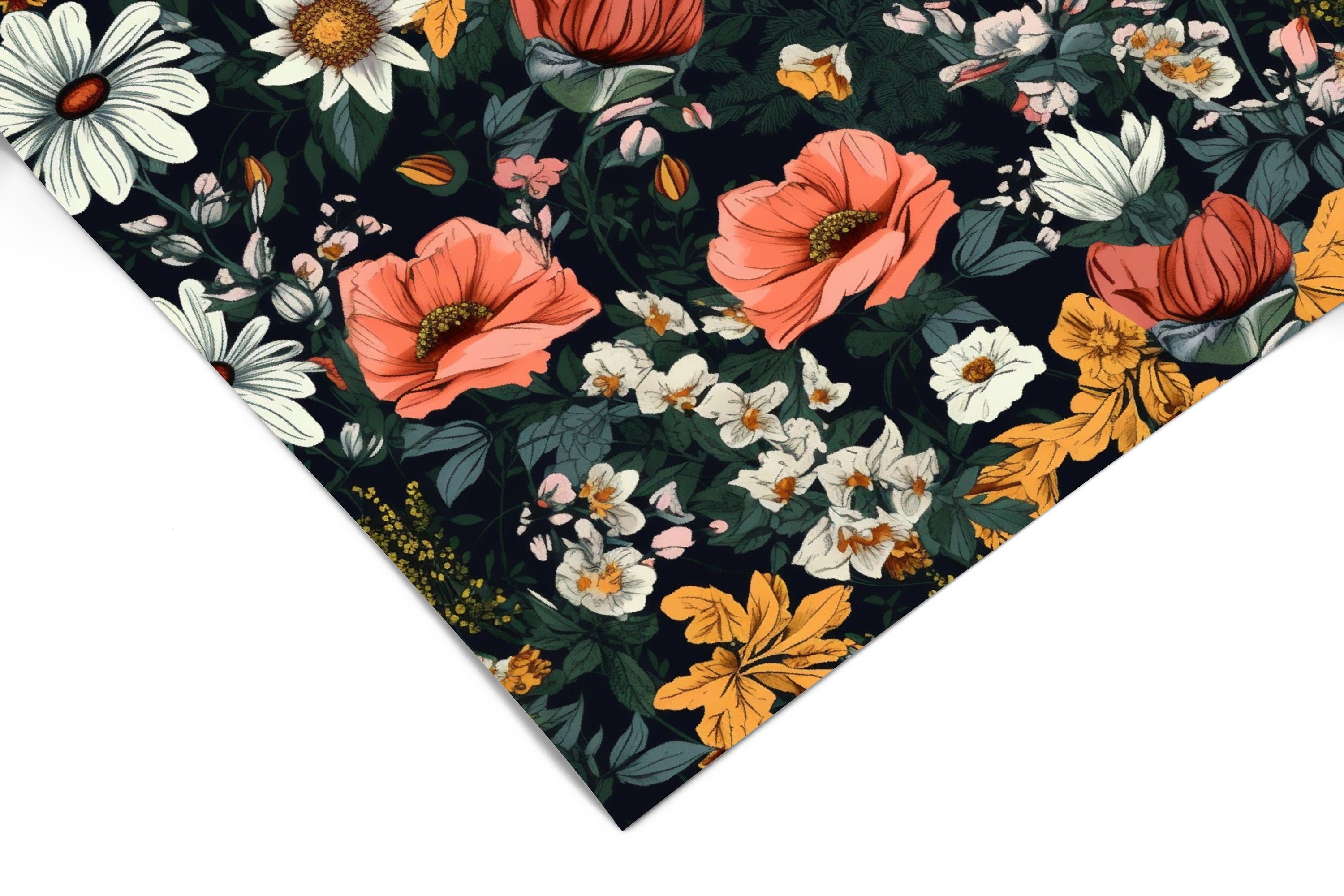 Dark Vintage Floral Contact Paper | Peel And Stick Wallpaper | Removab ...