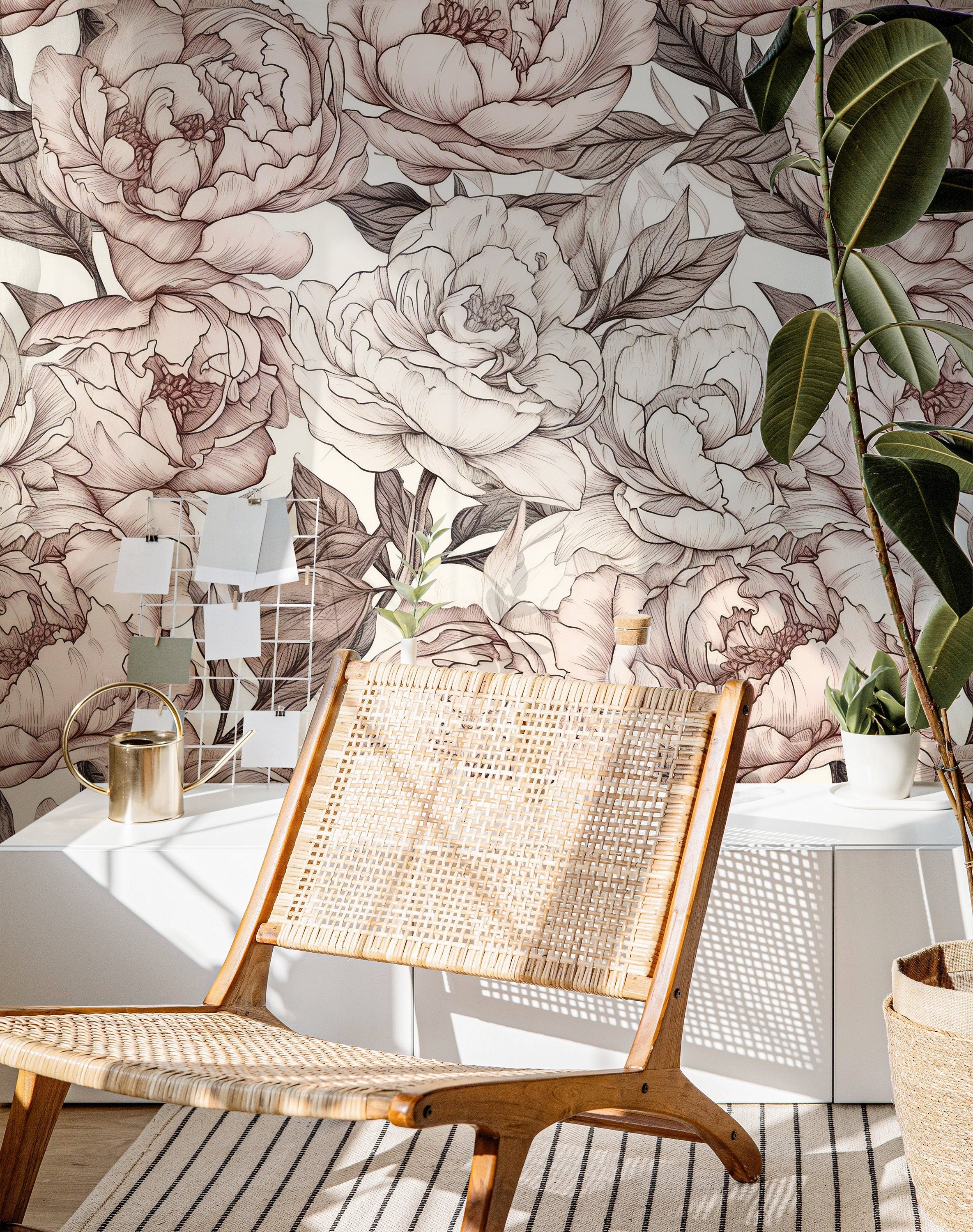 Wallpaper Peel and Stick Wallpaper Cream Vintage Floral Garden Petals ...