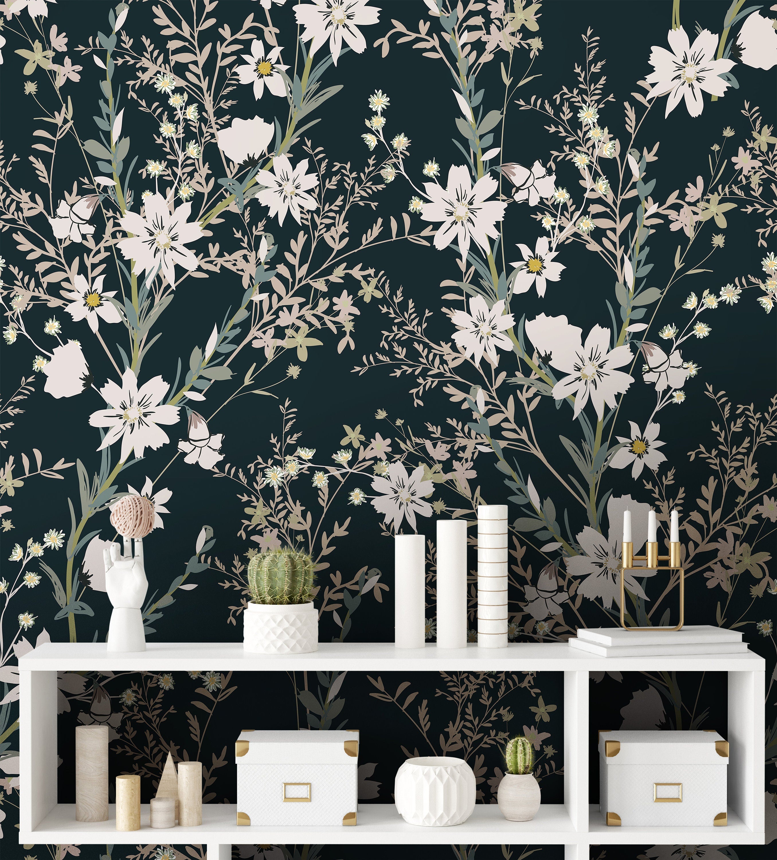 Forest Floret | Moody Floral Removable Wallpaper for Living Room, Bedr ...