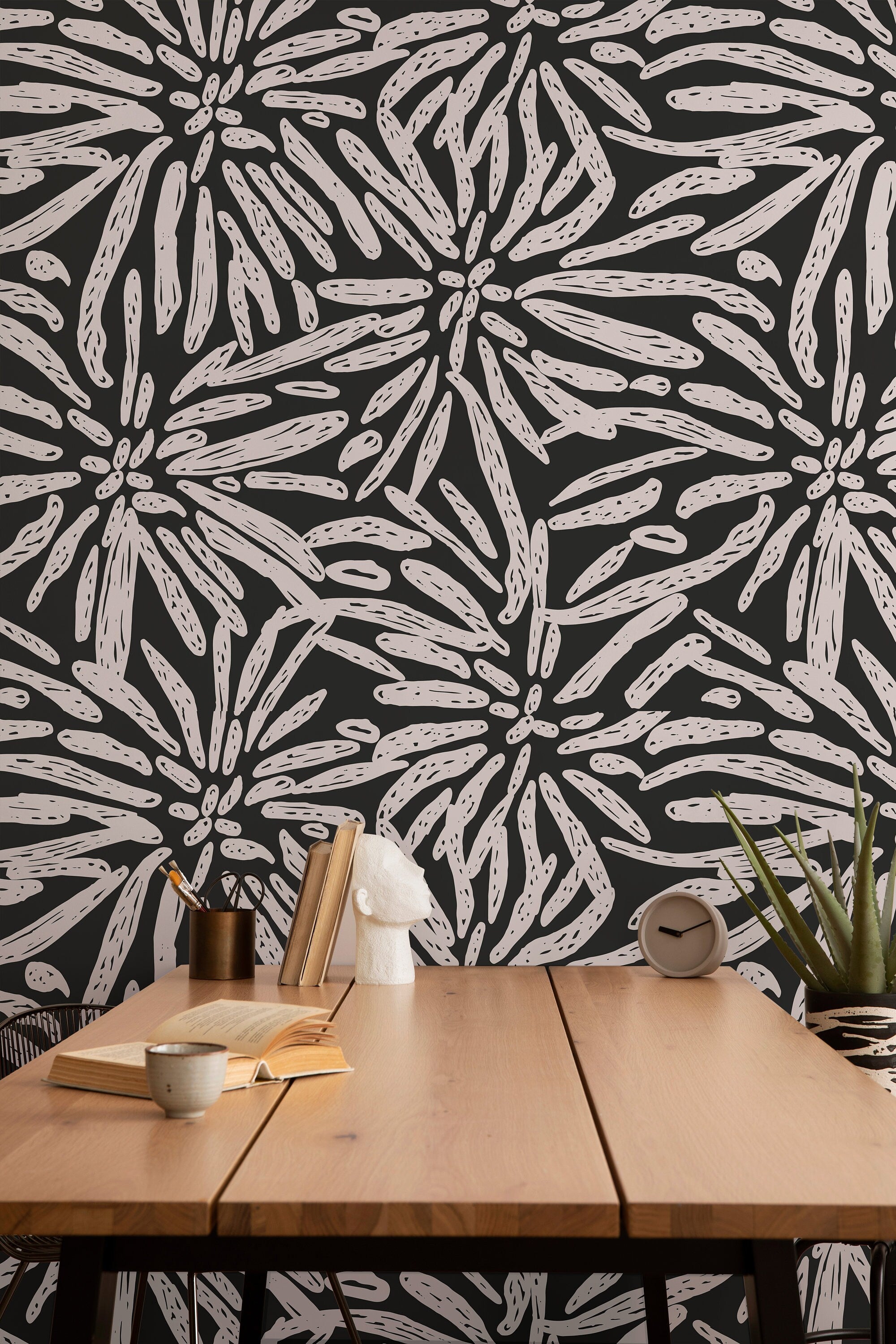Removable Wallpaper Abstract Modern Black Wallpaper | Peel And Stick W ...